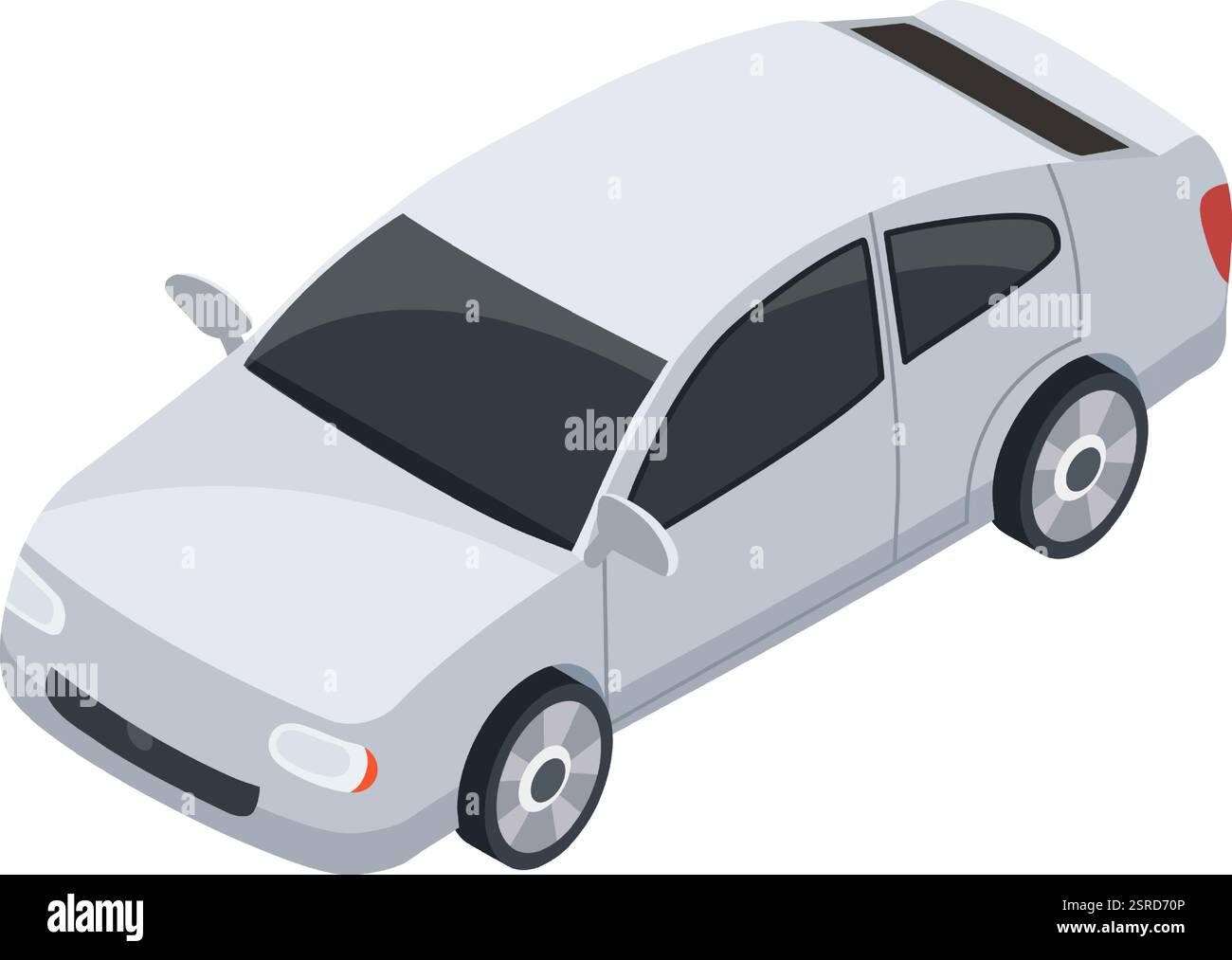 Modern white generic car speeding up on a white background, isometric ...
