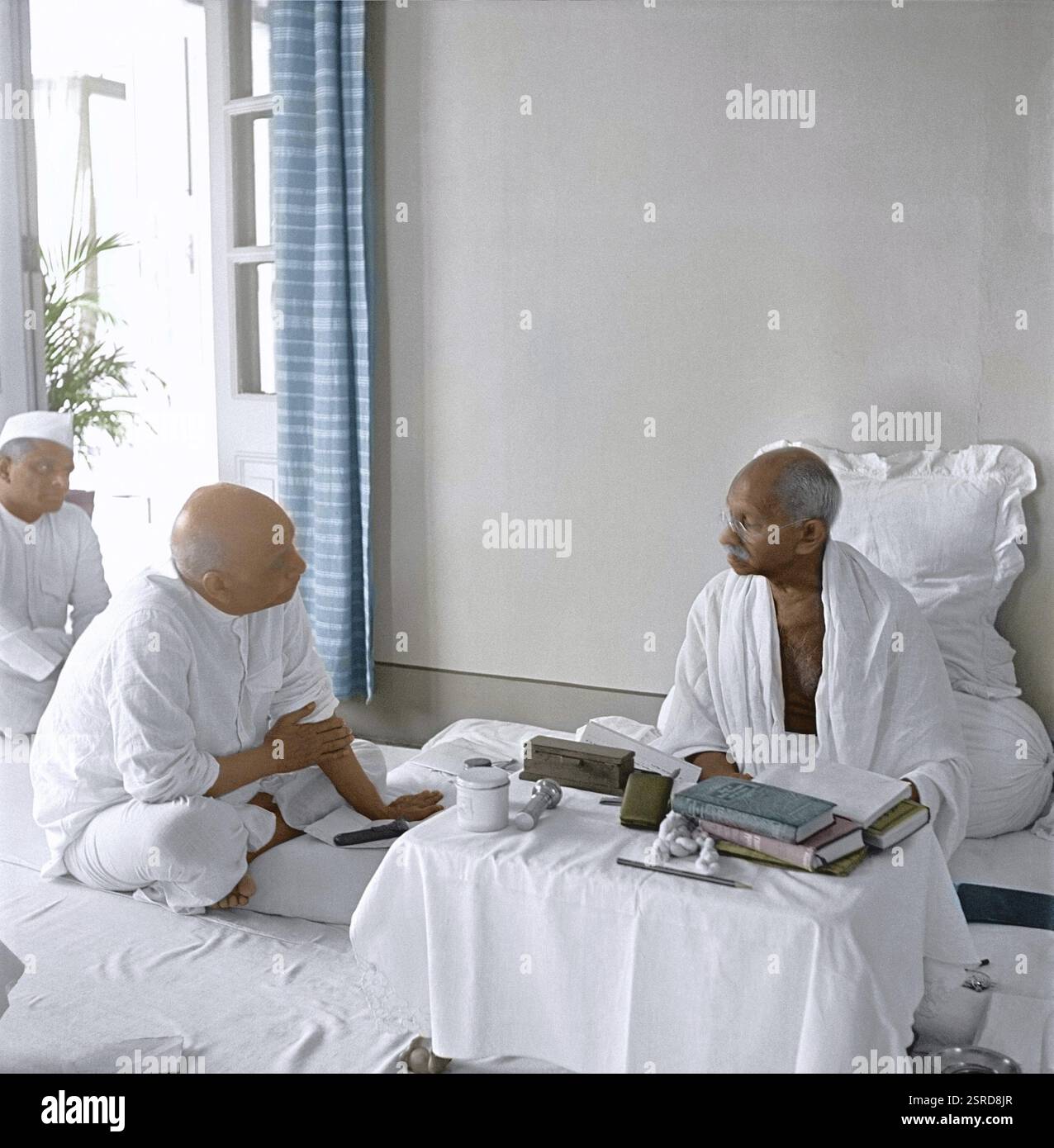 Mahatma Gandhi discussing with Sardar Vallabhbhai Patel, Birla House ...