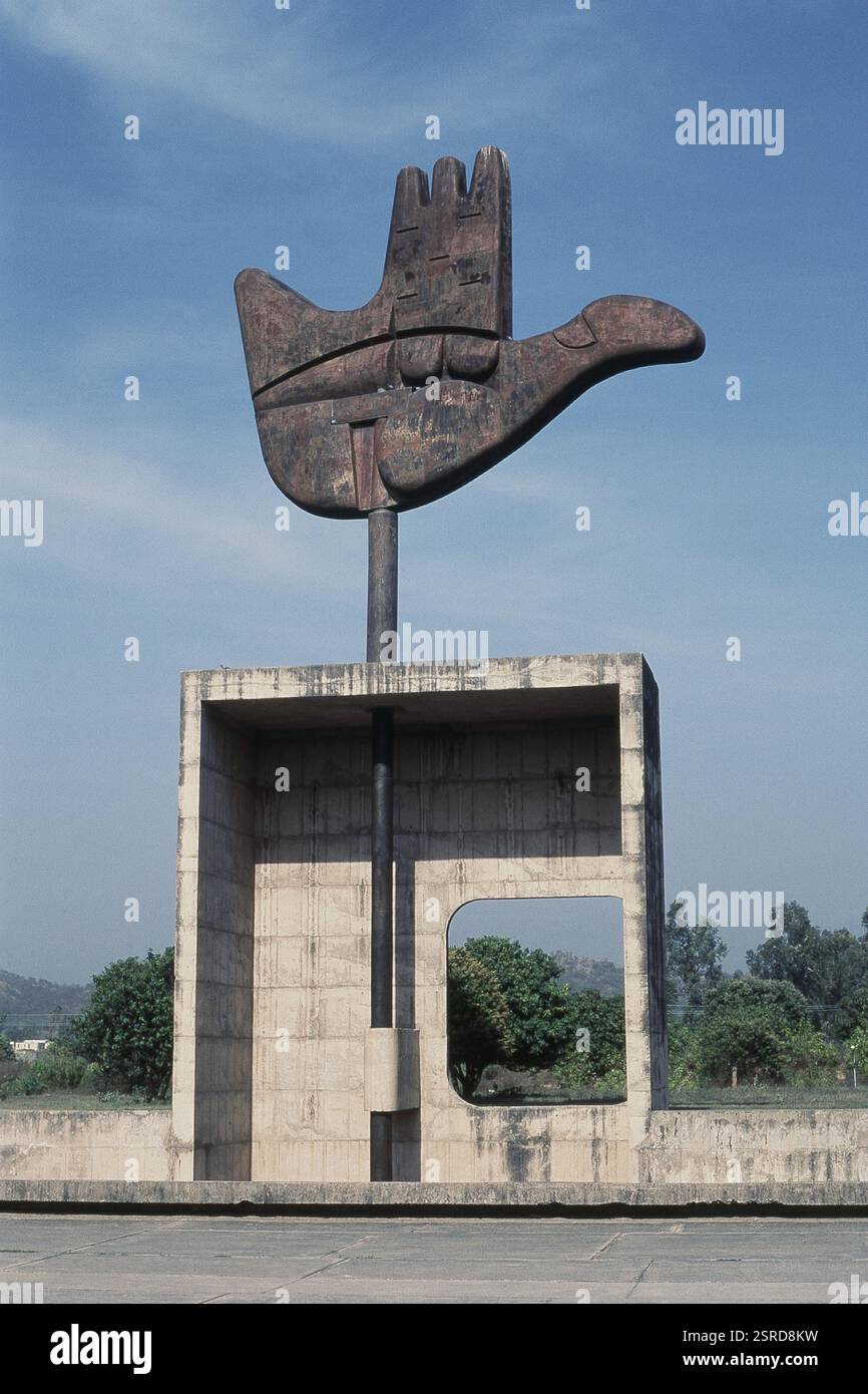 An open hand symbol at Capitol Complex in Chandigarh, India, Asia Stock ...