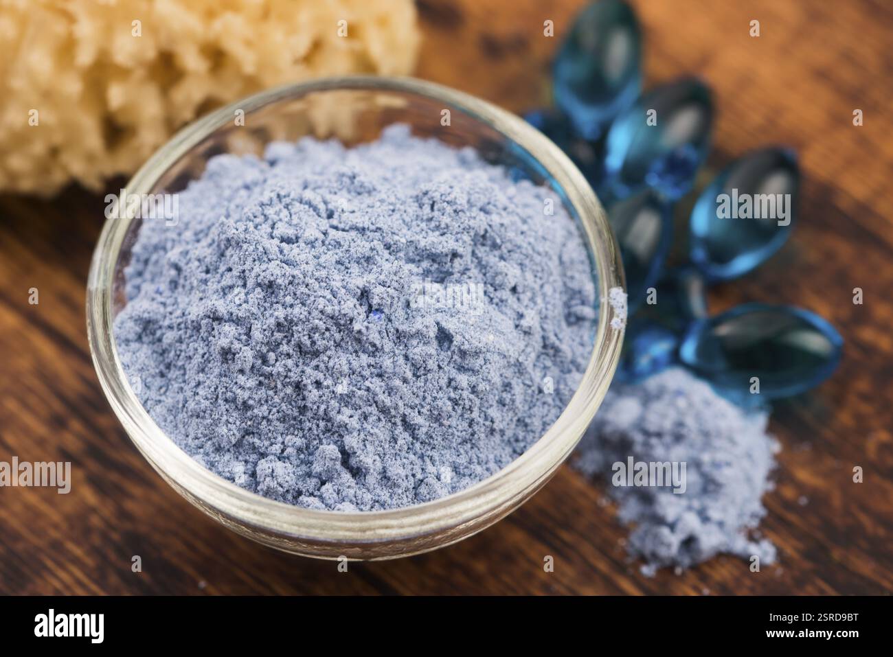 Blue clay mask with serum capsules Stock Photo - Alamy