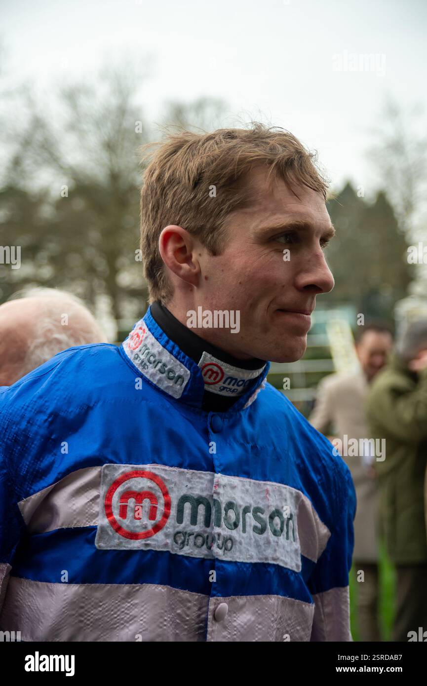 Ascot, Berkshire, UK. 15th February, 2025. Jockey Harry Cobden in the Parade Ring after riding ...
