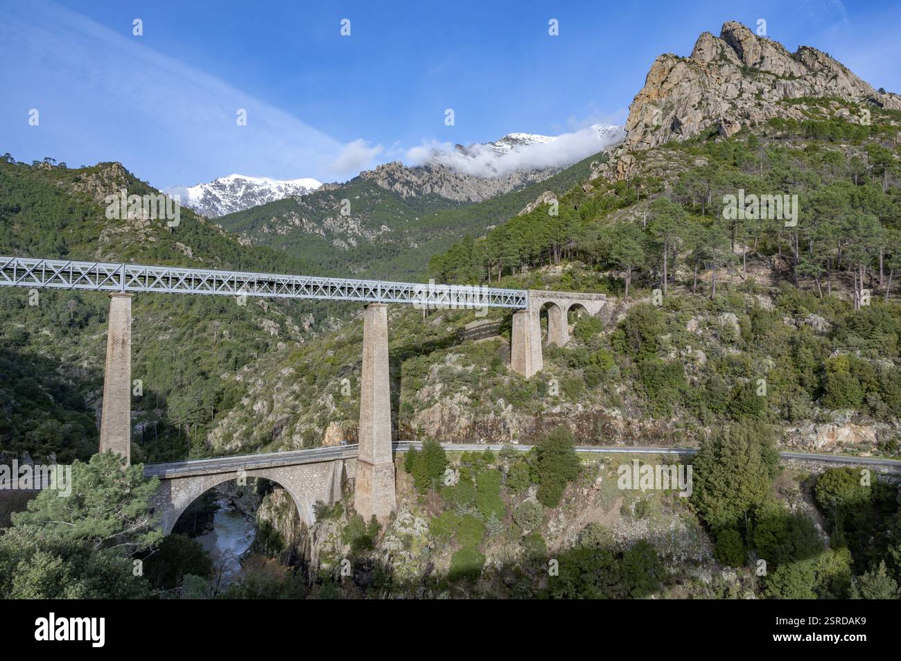 Road bridge and railway viaduct by Gustave Eiffel of the Corsican ...