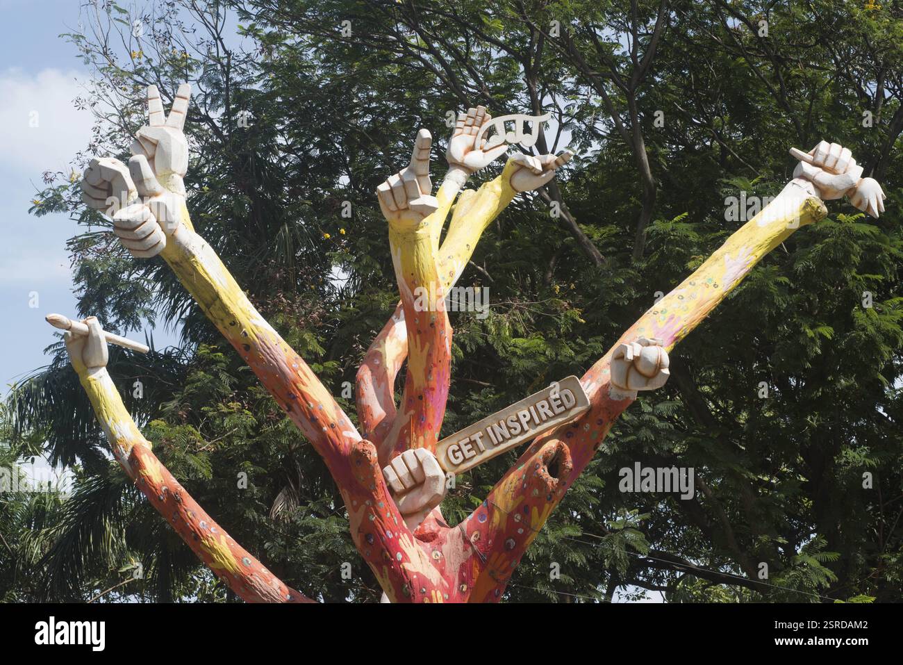 Dead tree trunks and branches painted, dadar, mumbai, maharashtra ...