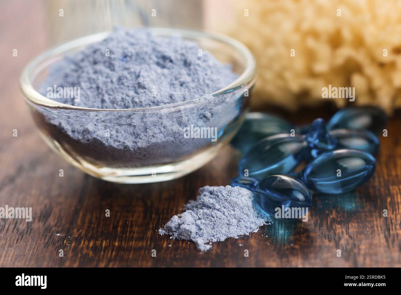 Blue clay mask with serum capsules Stock Photo - Alamy