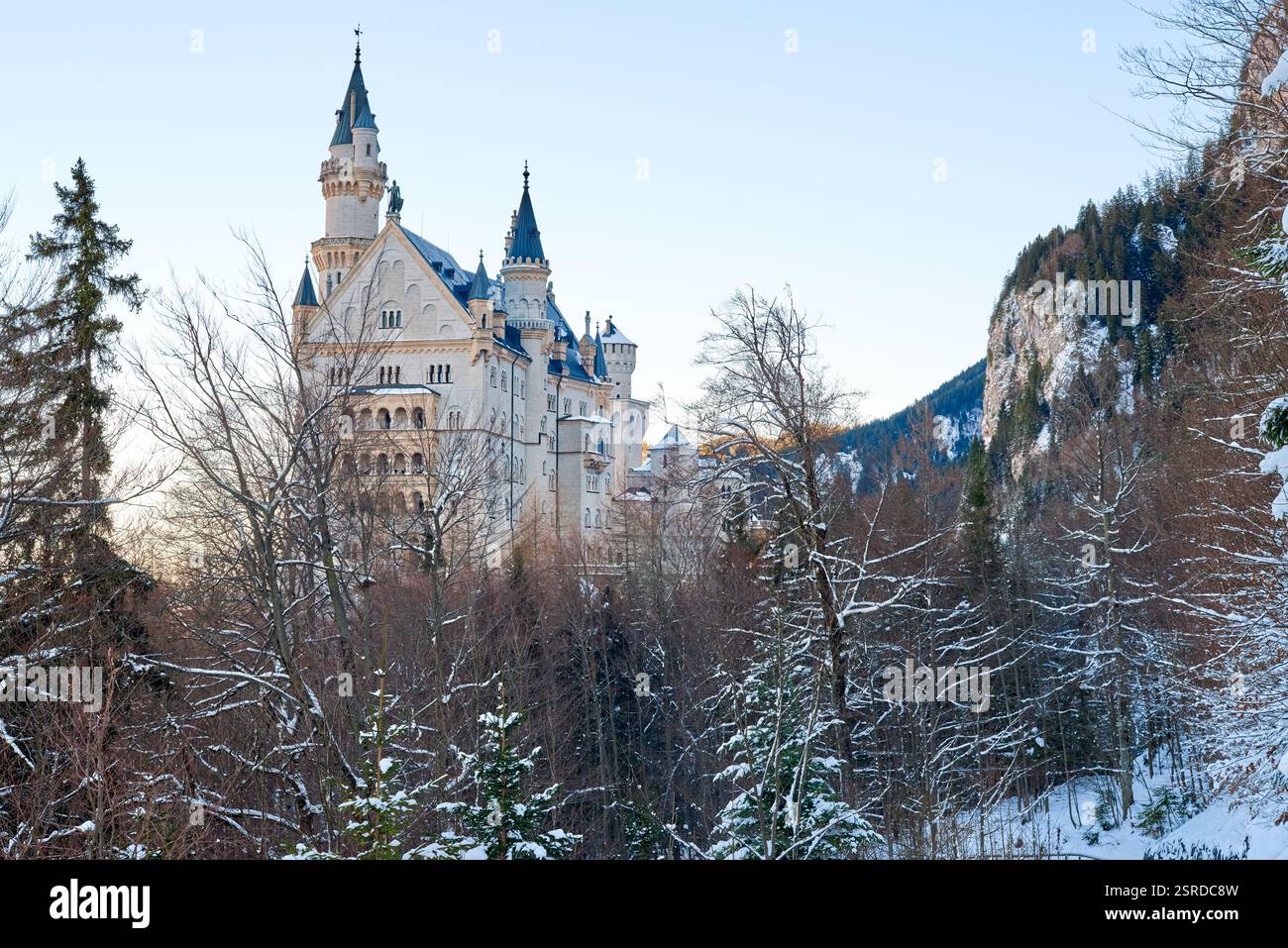 Majestic Neuschwanstein Castle in Winter, Snow-Covered Landscape with ...