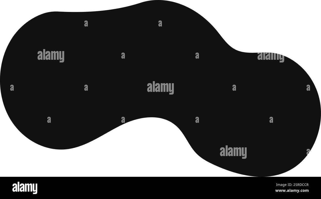 Simple minimal horizontal black irregular rounded abstract organic blob ...