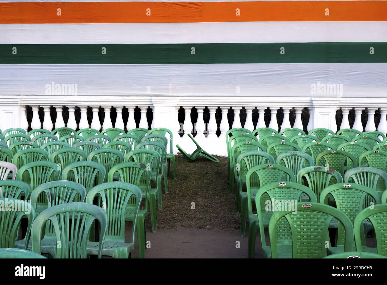 Indian flag colour Plastic chairs, Red Road, Kolkata, West Bengal ...