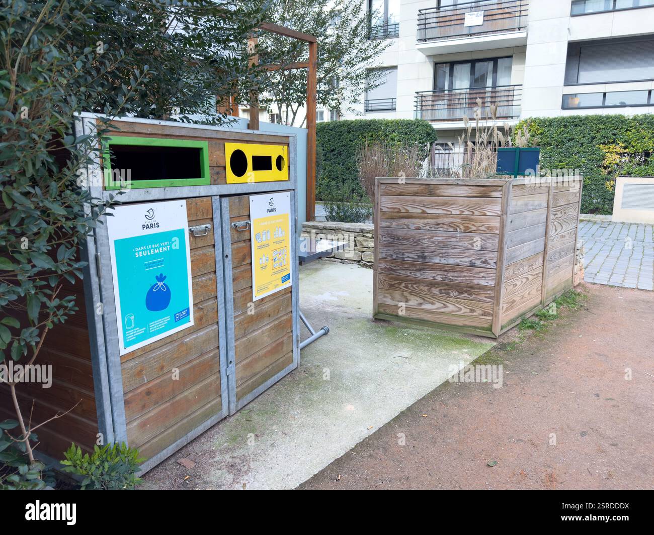 Sustainable waste disposal station in an urban park setting Stock Photo ...
