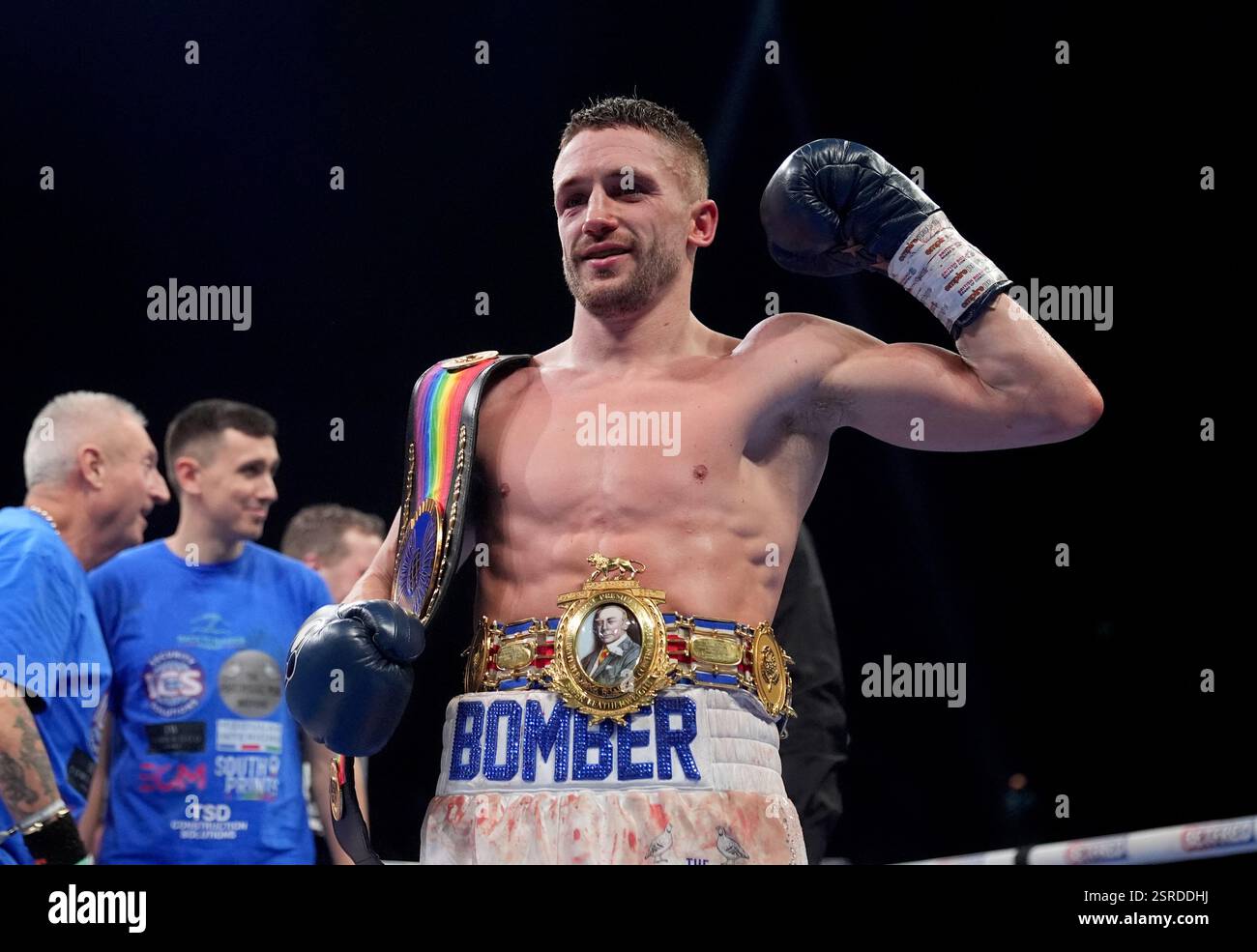 Reece Bellotti celebrates his win over Michael Gomez Jr at the Co-op ...