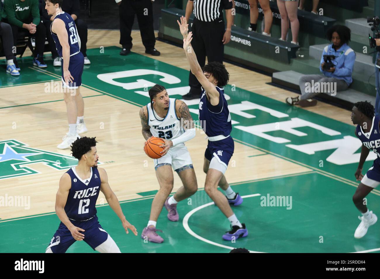 New Orleans, United States. 15th Feb, 2025. Tulane Green Wave center ...