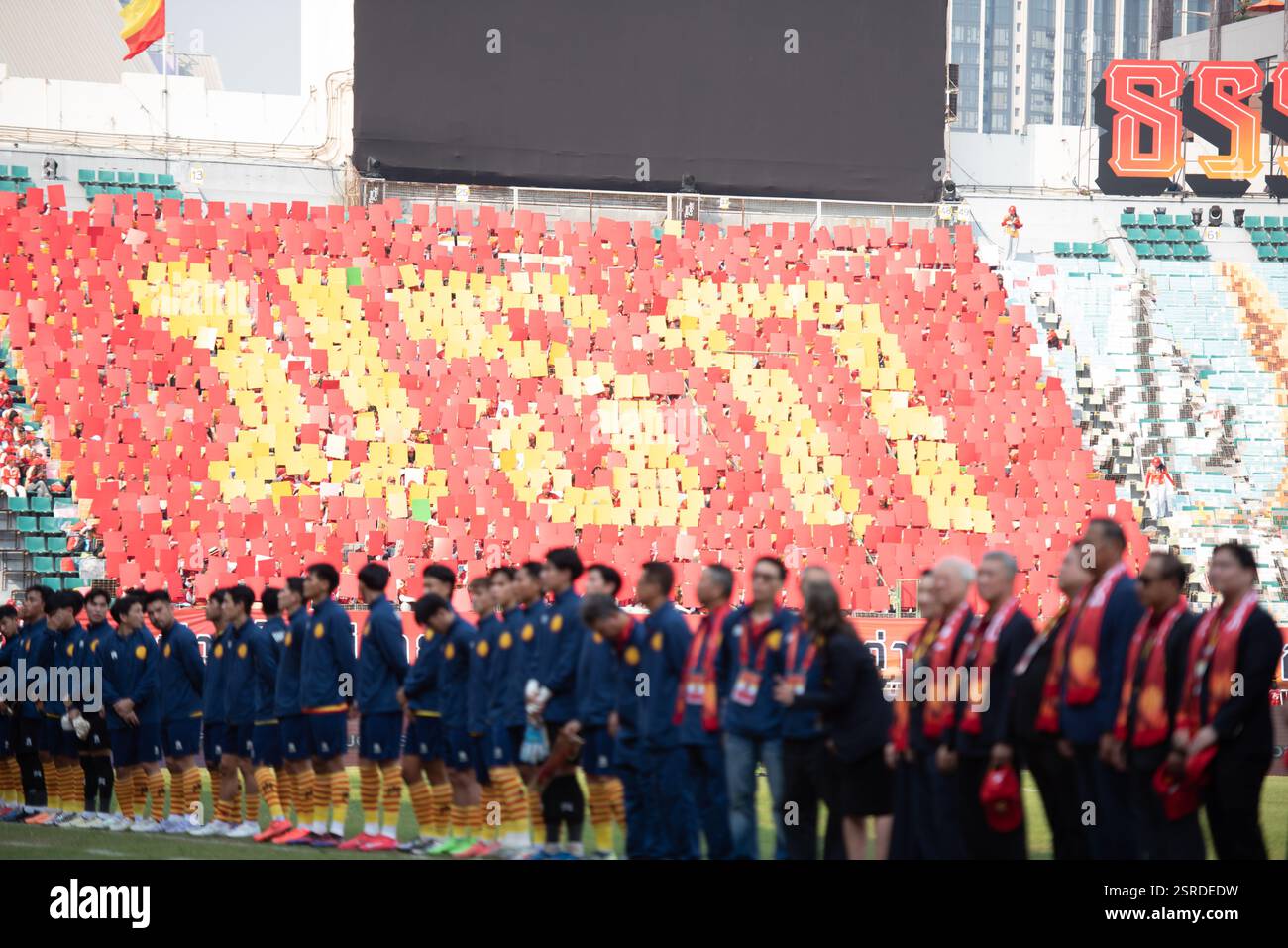 Bangkok, Thailand. 15th Feb, 2025. Card stunt performed on Grandstand ...