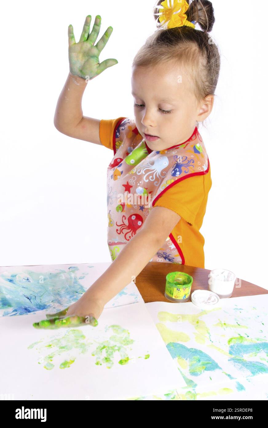 Paint with finger paints Stock Photo - Alamy