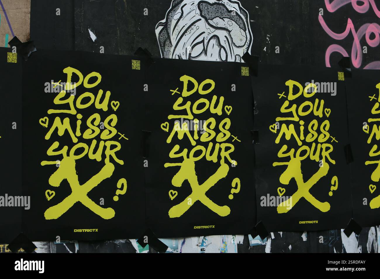 Dublin, Ireland - 11th February 2025 - black posters with yellow script ...