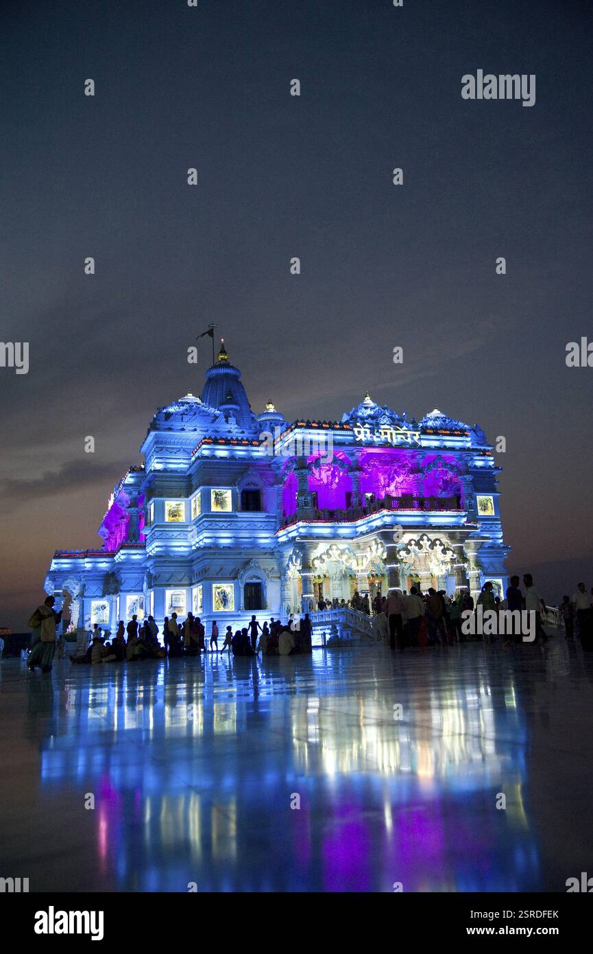 Illumination prem mandir, mathura, uttar pradesh, india, asia Stock ...