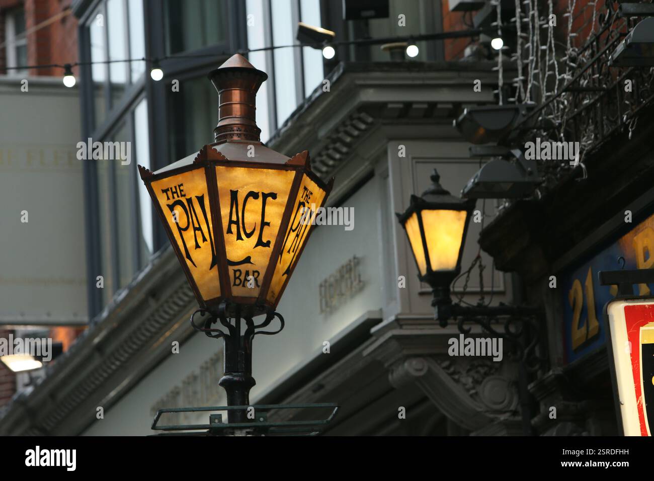 Dublin, Ireland - 11th February 2025 - a vintage illuminated street ...