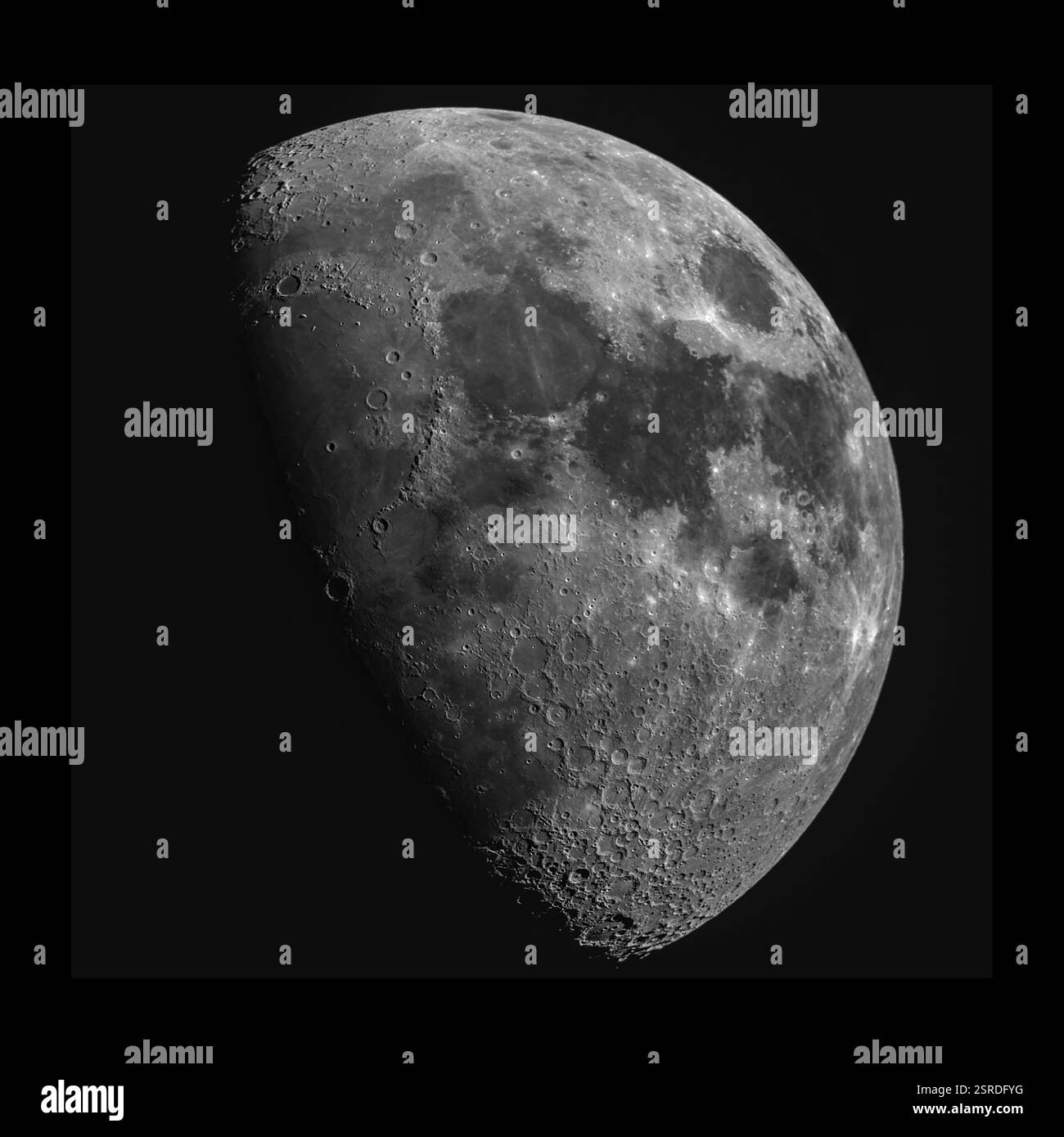 The moon, close-up, crater, waxing three-quarter moon, planet Stock ...