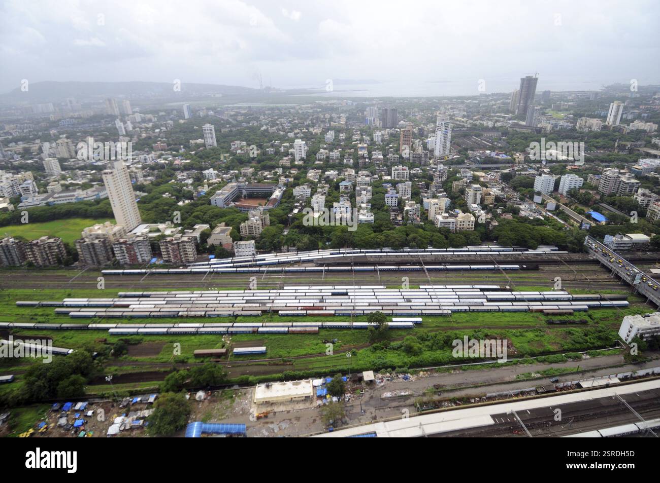 Aerial view of dadar station with trains, Bombay Mumbai, Maharashtra ...