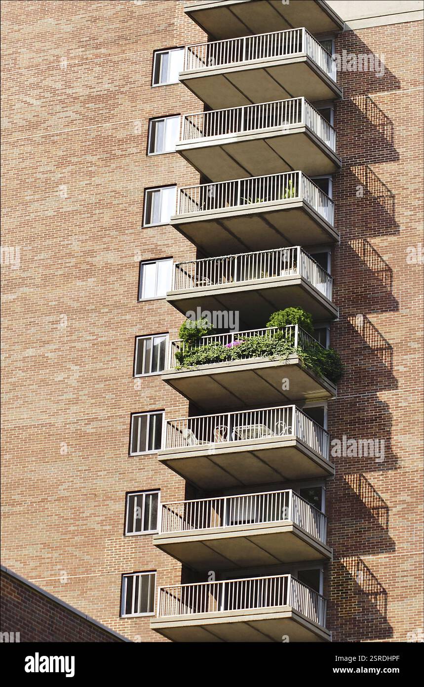 Balconies of residential building, manhattan, new york, usa Stock Photo ...