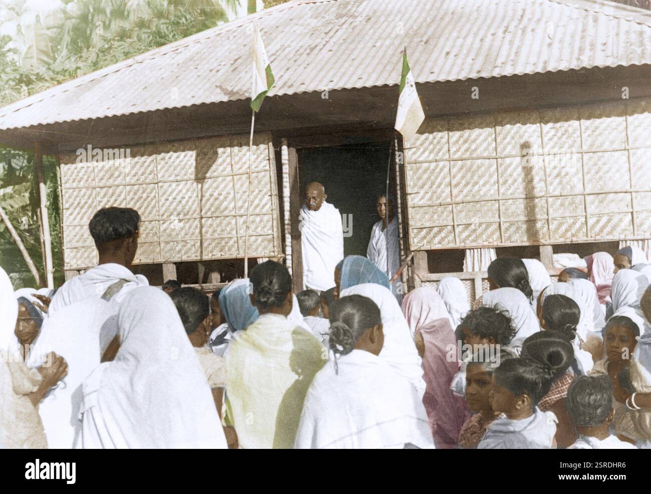 Mahatma Gandhi in village after Hindu Muslim riots, East Bengal, India ...