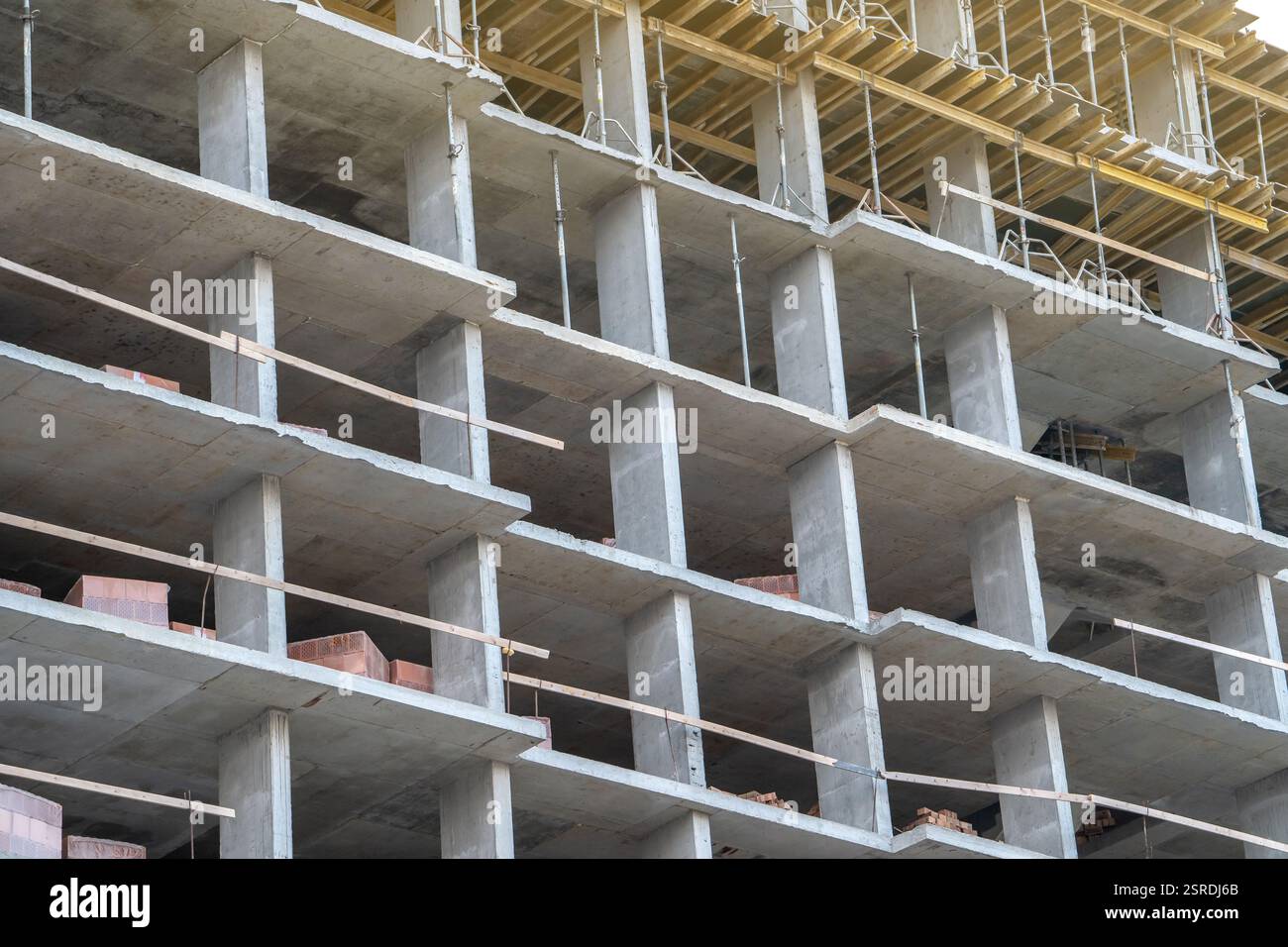 Stage of construction of a modern residential multi-storey building ...
