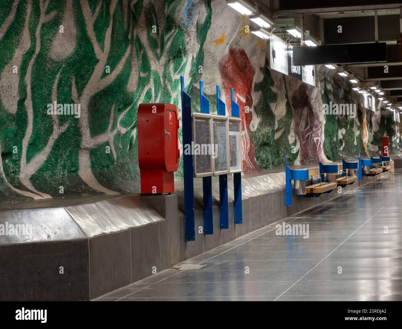 Sweden, Stockholm - March 2023: Historic metro station carved in the ...