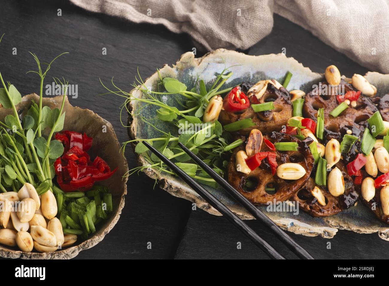 Lotus Root Deep fried with Sauce Japanese Food Stock Photo - Alamy