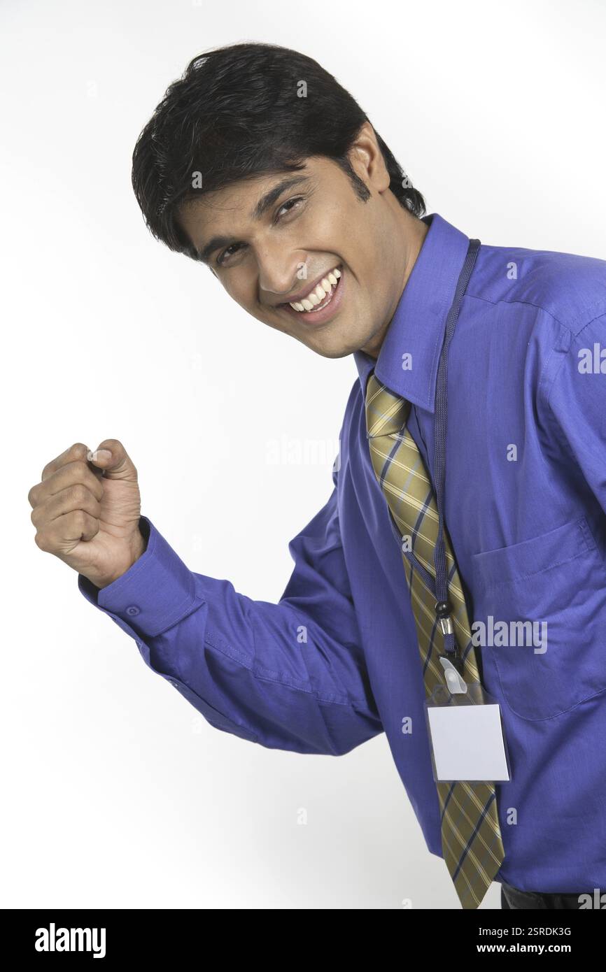 Executive wore Identity card with strap around neck showing fist MR ...