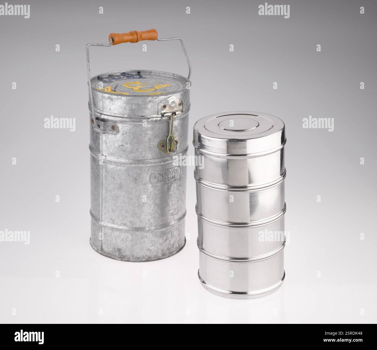 Stainless steel Tiffin box with container on white background Stock ...