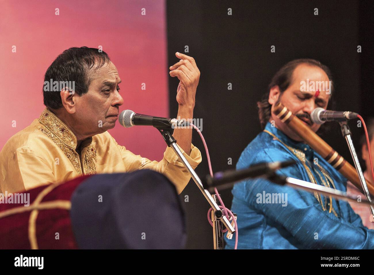 Indian Carnatic vocalist M Balamuralikrishna and flautist Ronu Majumdar ...