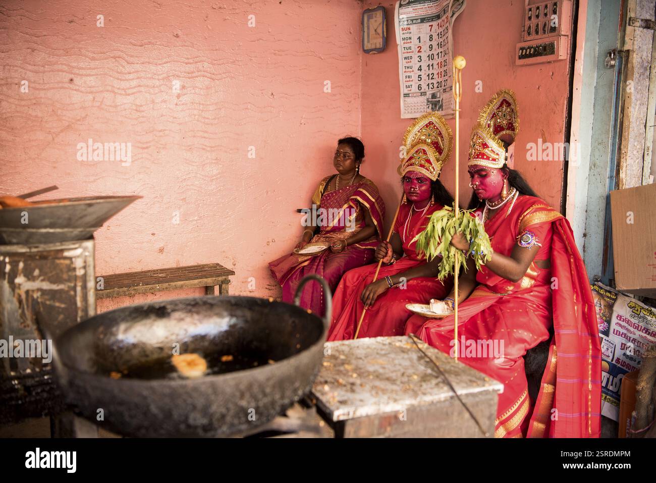 Women dress as Hindu Goddess Durga, Thoothukudi, Tamil Nadu, India ...