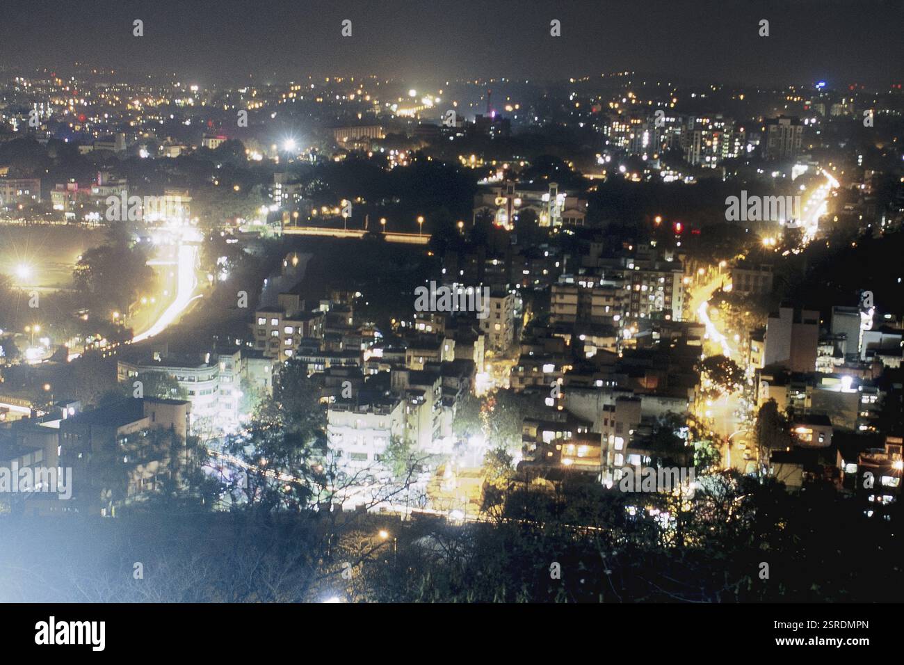 Aerial view of city at night, Pune, Maharashtra, India, Asia Stock ...