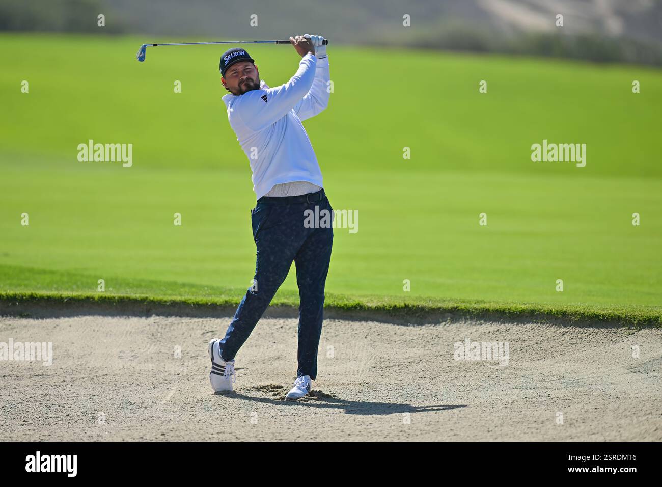 San Diego, California, USA. 15th Feb, 2025. Andrew Novak hits a shot ...