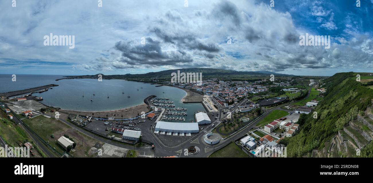 Praia da Vitoria. City of Praia da Vitoria in coast of Terceira island ...