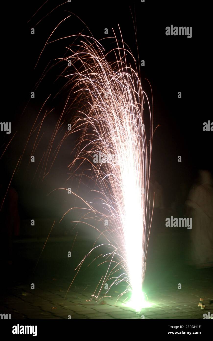 Ignited flower pot crackers firework for celebrating Diwali deepawali ...