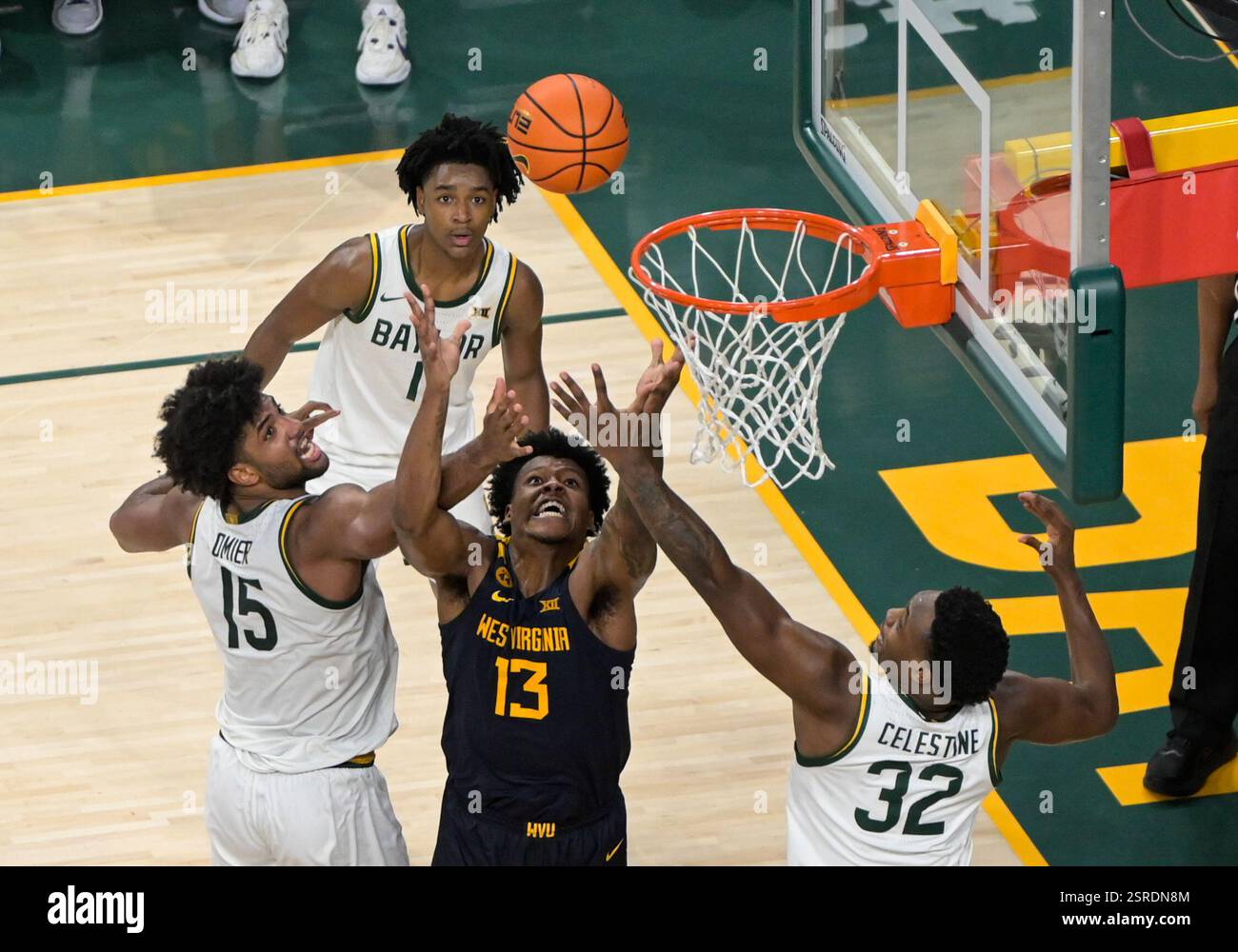 Waco, Texas, USA. 15th Feb, 2025. West Virginia Mountaineers forward ...