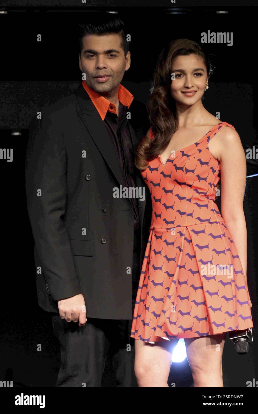Bollywood filmmaker Karan Johar d actor Alia Bhatt during the launch of ...
