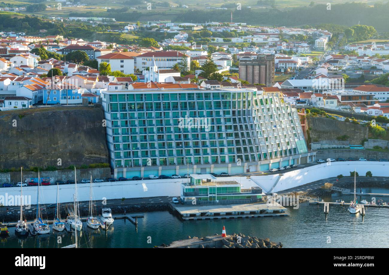 Aerial view of Angra do Heroismo city, located on Azorean island of ...