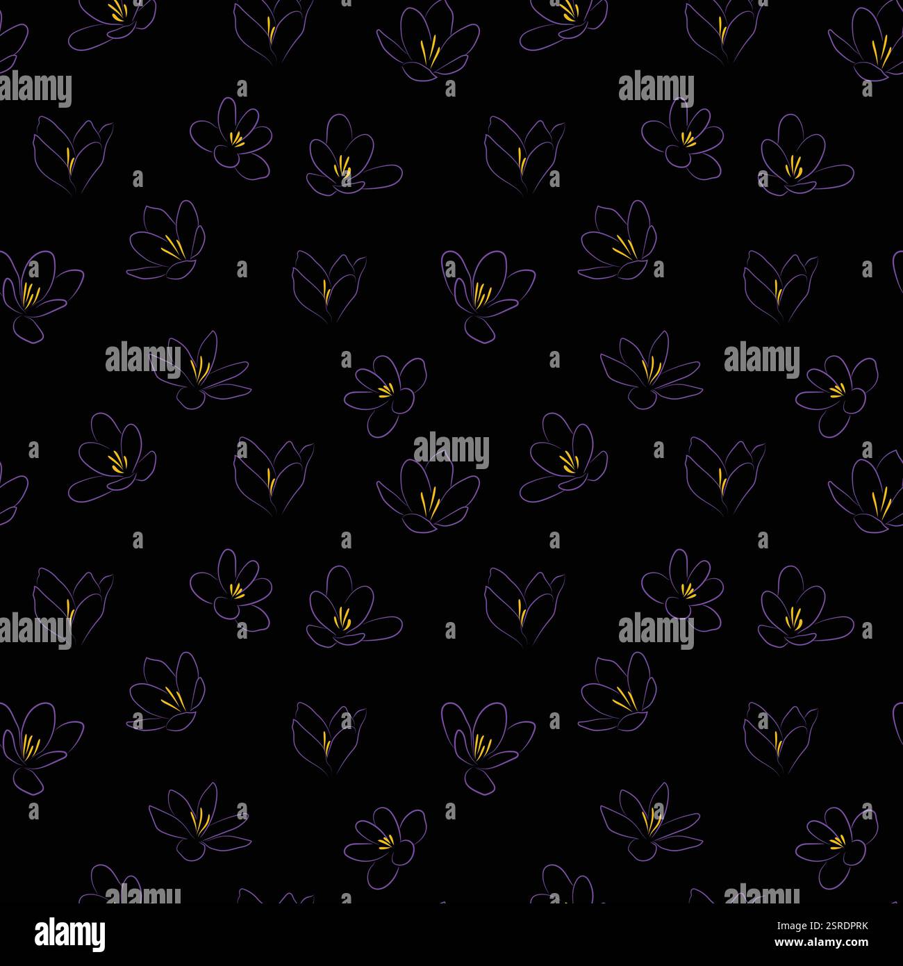 Crocus Flower hand drawn minimalistic seamless pattern print design ...