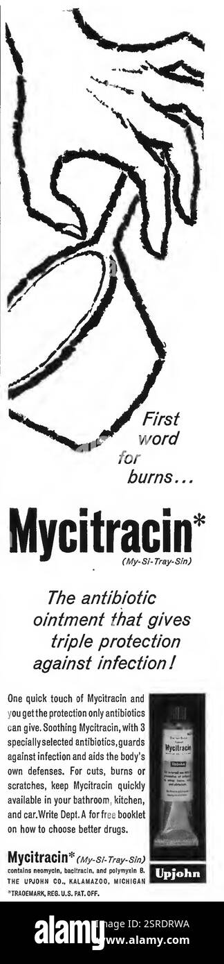 1960 US Mycitracin antibiotic oinment ad Stock Photo - Alamy