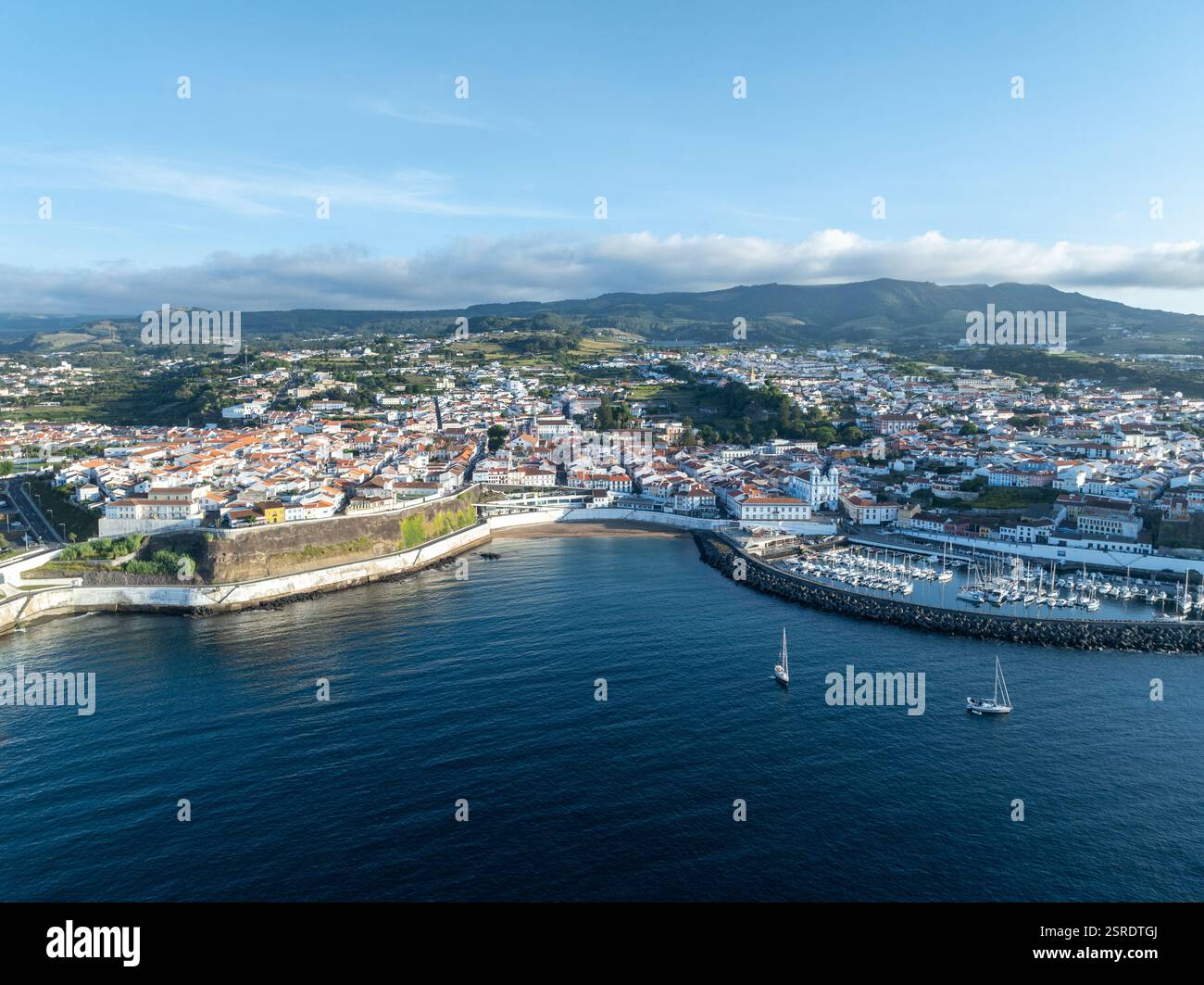 Aerial view of Prainha Bathing Area (Zona Balnear da Prainha) in Angra ...