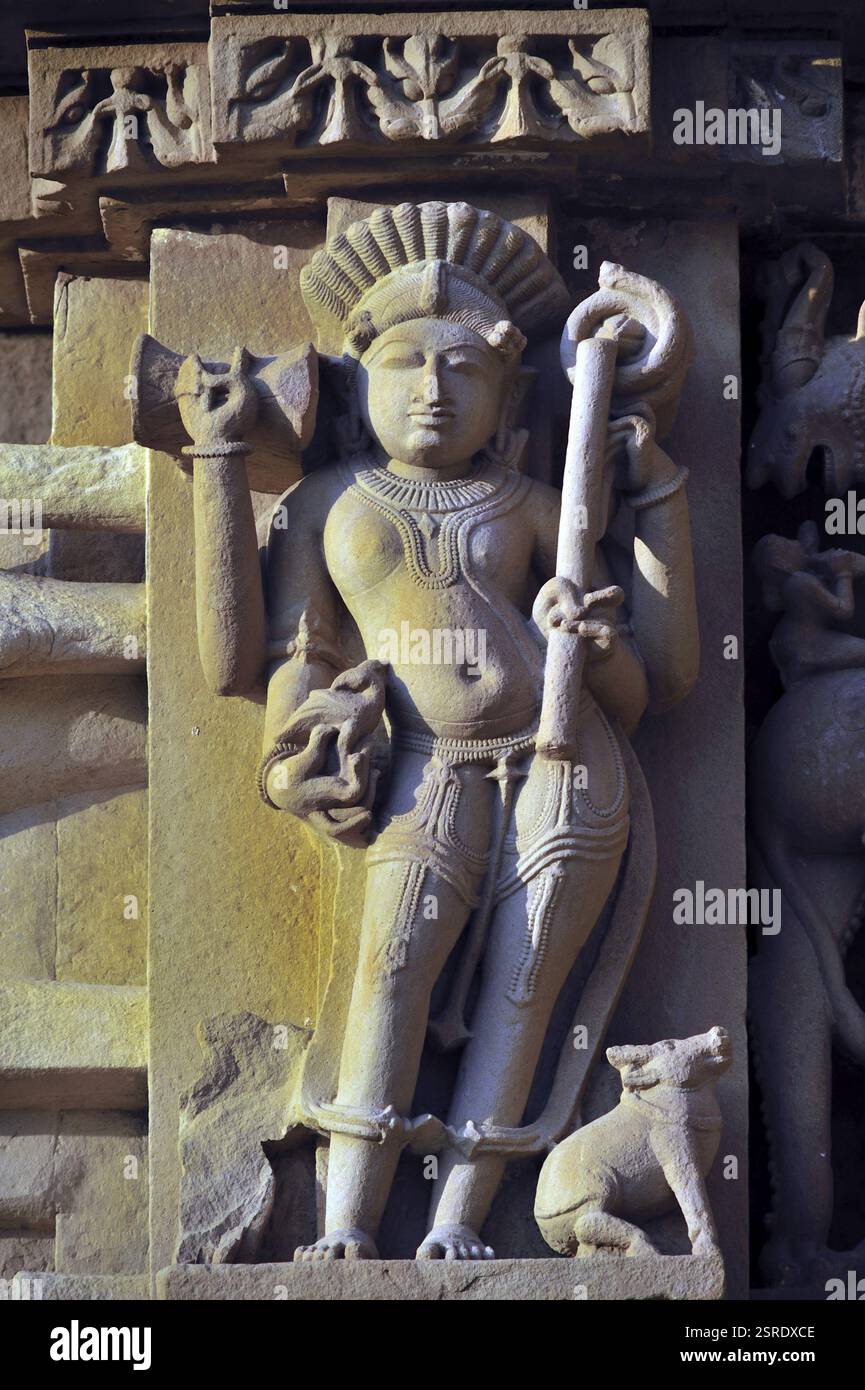 Yama sculpture on wall of jagadambi temple Khajuraho madhya pradesh ...