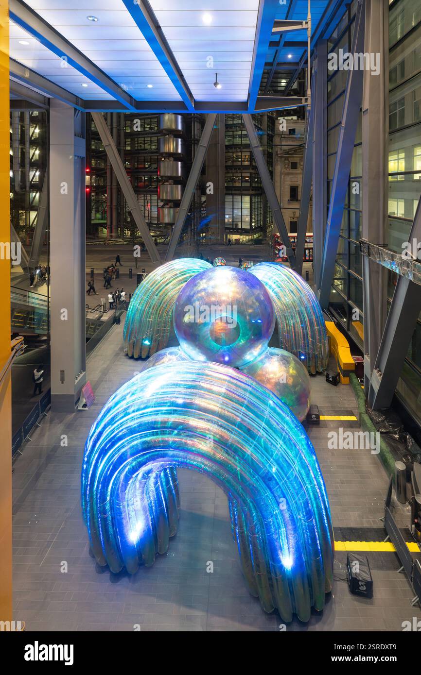 Inflatable art installation, illuminated in blue, at theLeadenhall ...