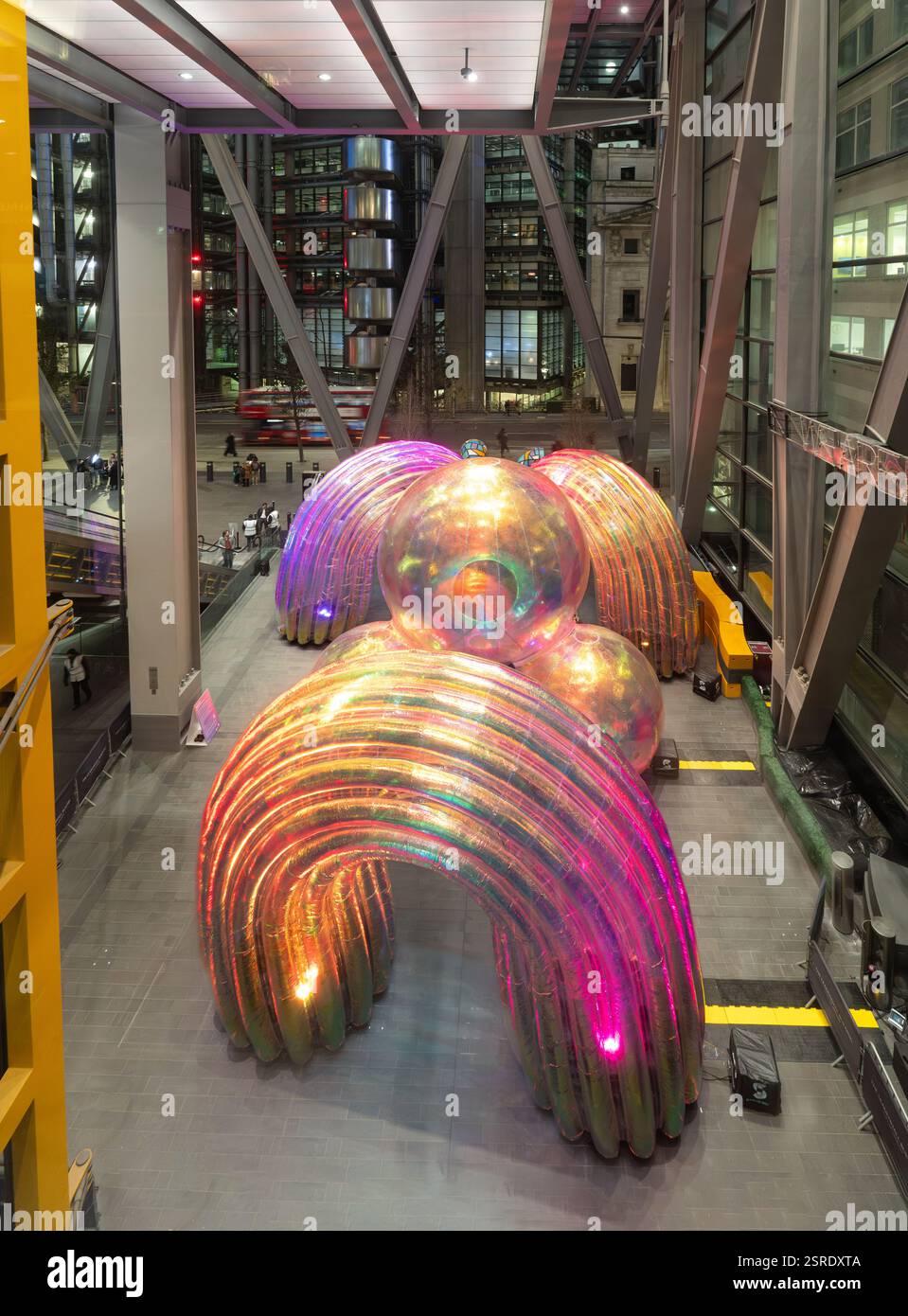 Inflatable art installation, illuminated with LEDs, at the Leadenhall ...