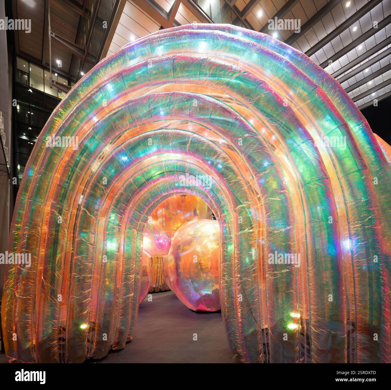 Inflatable iridescent arches at the The City of London, outside the ...