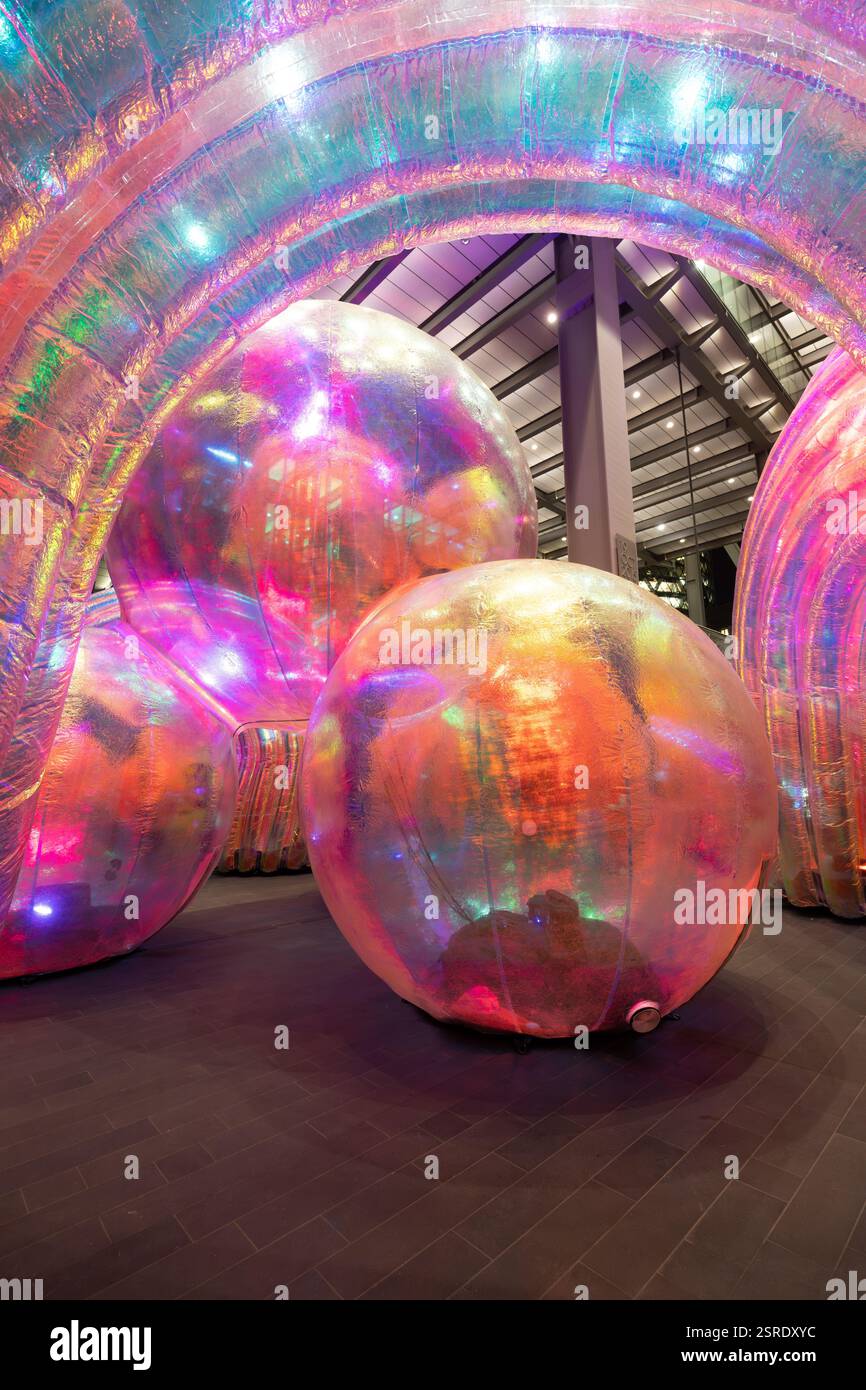 Inflatable iridescent spheres at the London, UK, Leadenhall Building ...