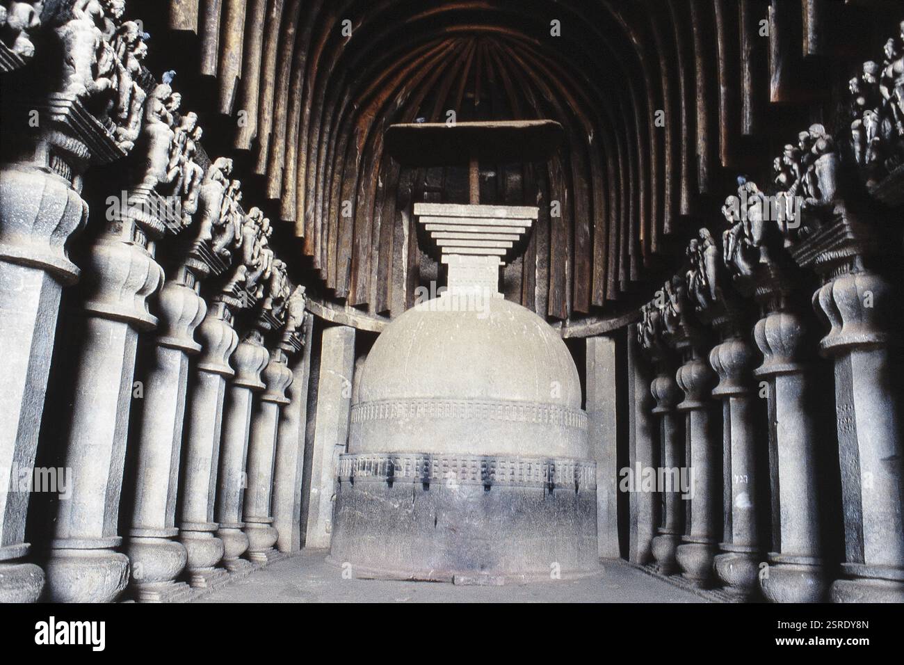 Interior of the Chaitya Hall, Karla Caves, Lonavala, Maharashtra, India ...