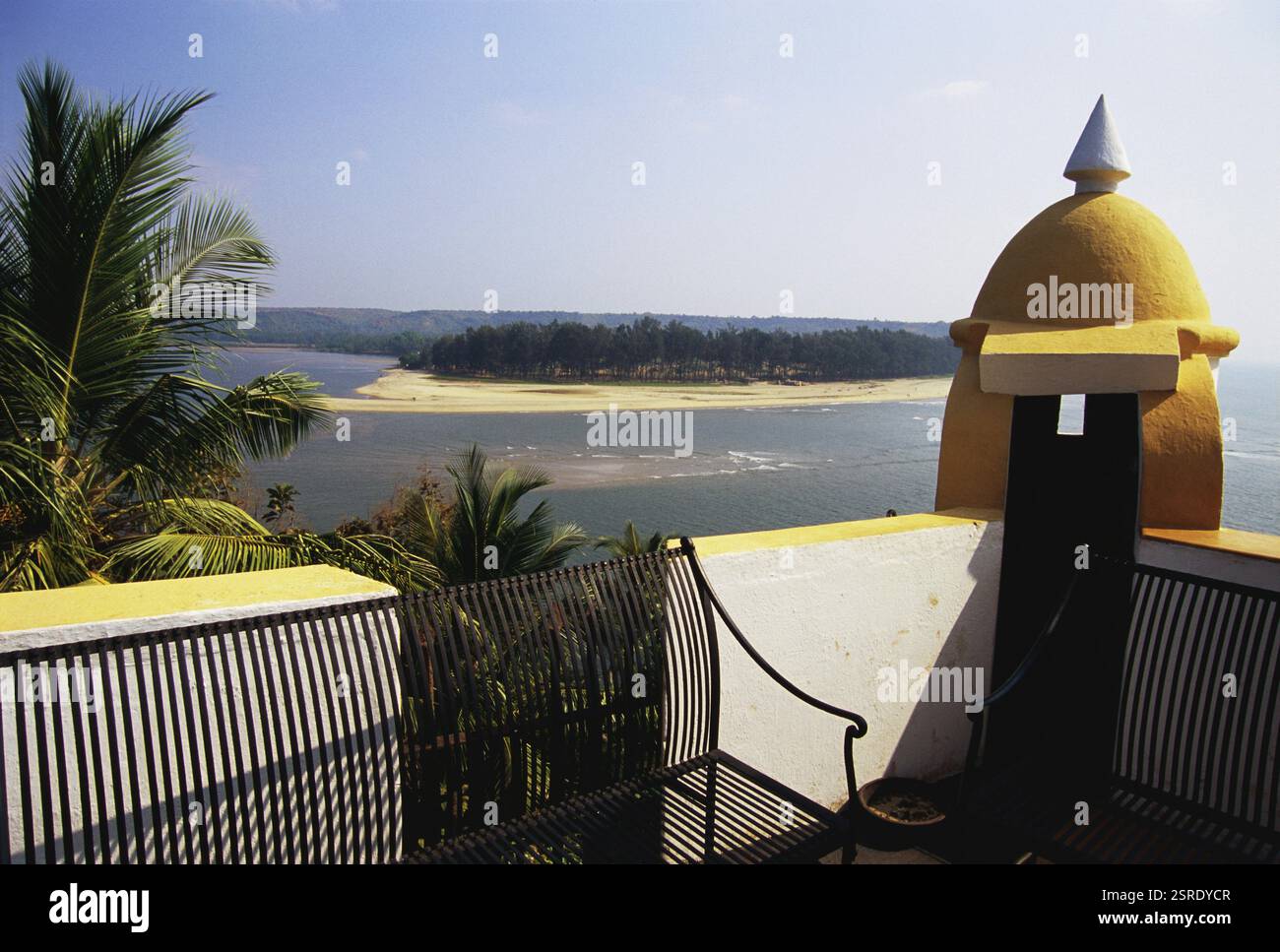 Aerial view of beach from Tiracol fort, Goa, India, Asia Stock Photo ...