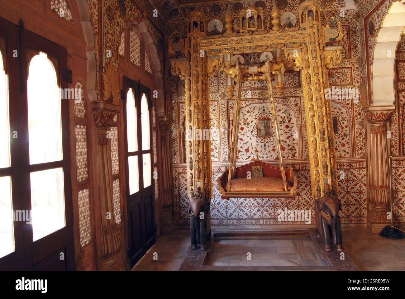 Golden swing for idol of Shri Krishna in Garaj Mahal inside Junagarh ...