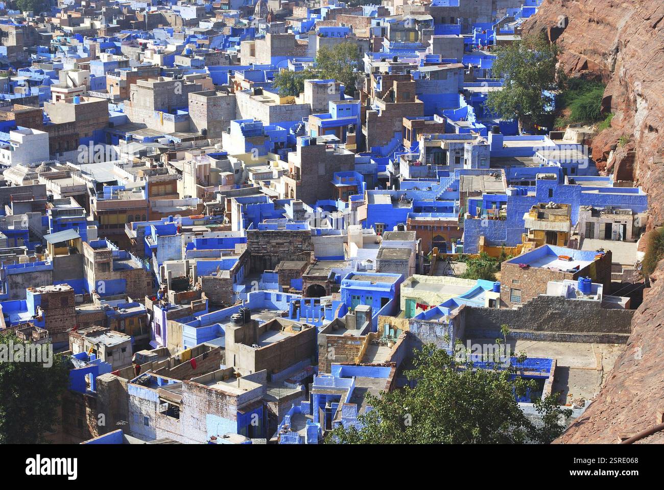 Blue houses in Jodhpur beneath Pachetia hill, Jodhpur, Rajasthan, India ...
