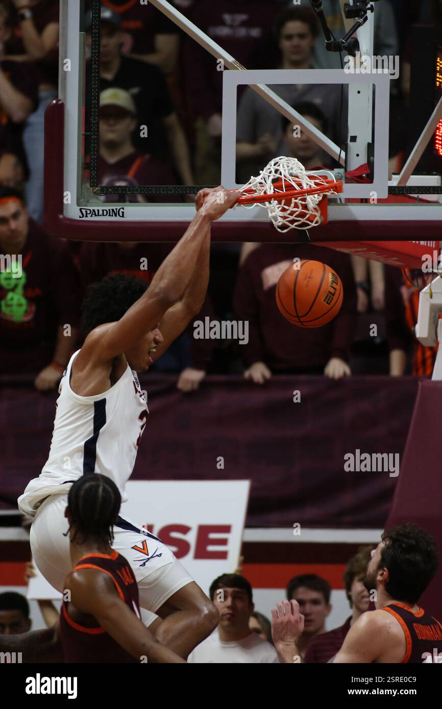 Blacksburg, VA, USA. 15th Feb, 2025. Virginia Cavaliers forward Anthony ...
